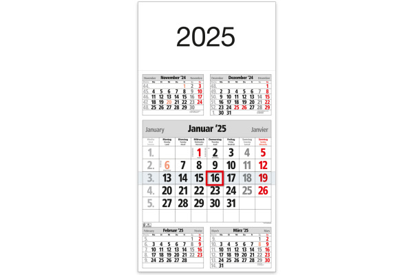 BÜHNER 5-Monatskalender 2026 M5TF-R-BL ML 30x59cm - Paul Morger AG ...